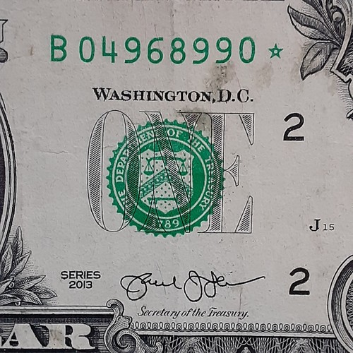 DC Duplicate Serial Number STAR Note B 04968990 ☆ One Dollar $1 Bill ...