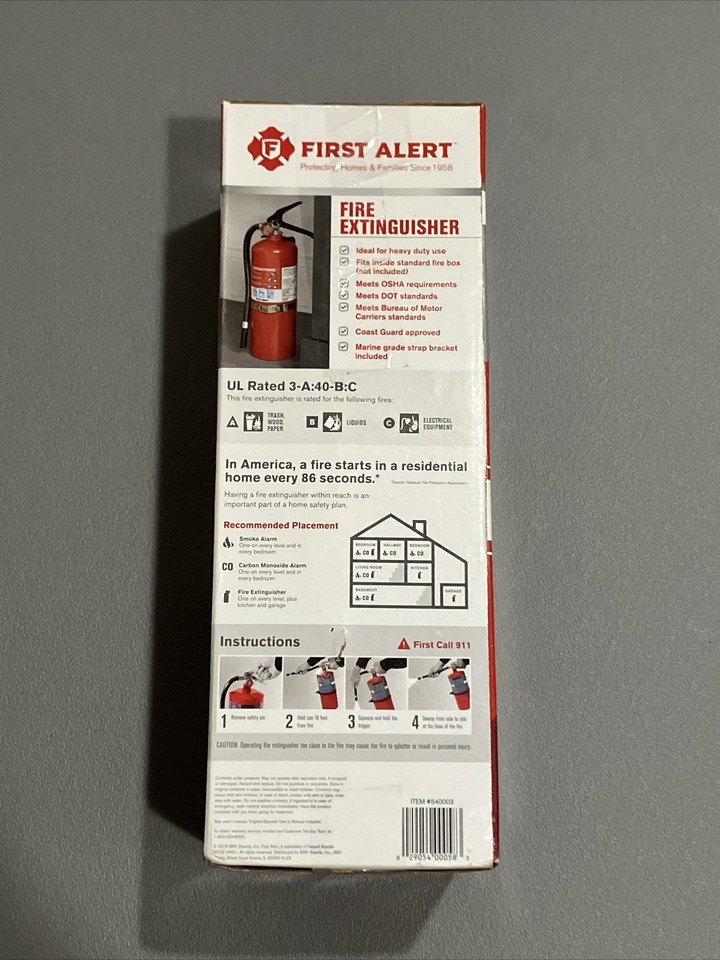 First Alert Heavy Duty Fire Extinguisher, Home / Commercial, UL rated 3 ...