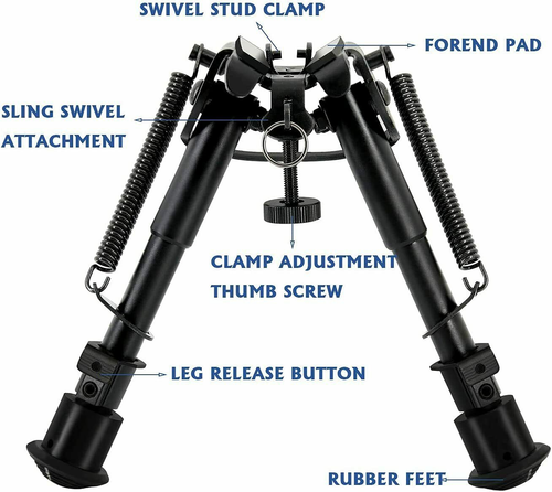 9-13" Adjustable Spring Return Hunting Rifle Bipod & 360° Picatinny ...