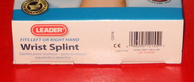Leader Wrist Splint Neoprene Reversible One Size New | eBay