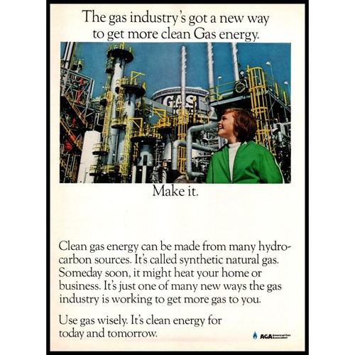 1974 American Gas Association Vintage Print Ad Natural Gas Refinery ...