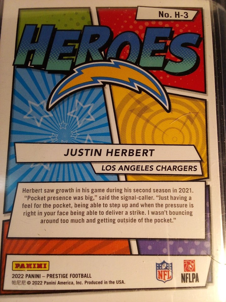 Justin Herbert Heroes Insert HOLO SP H-3 2022 Panini Prestige Football ...