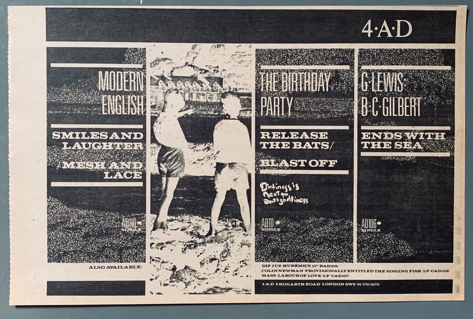 THE BIRTHDAY PARTY Nick Cave MODERN ENGLISH GILBERT LEWIS 1982 ADVERT ...