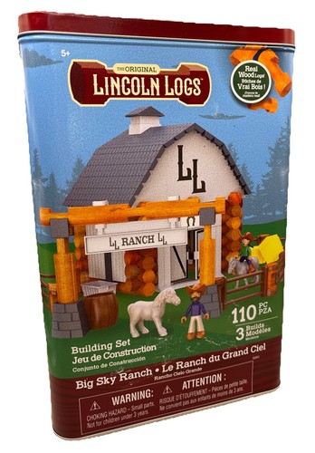NEW Big Sky Ranch Lincoln Logs Building Set Real Wood New in Tin Rancher Horses | eBay