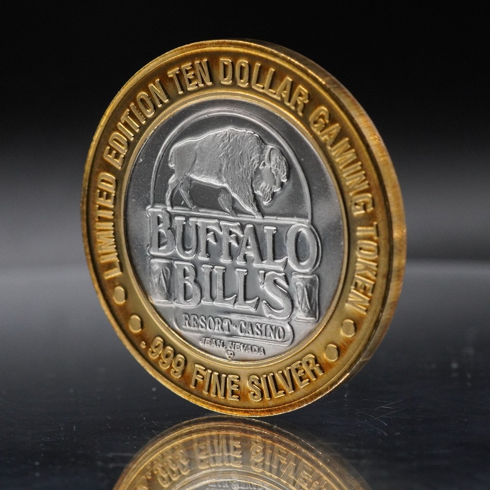 Buffalo Bill's Jean Nevada Geronimo $10 Gaming token 999 FINE Silver ...