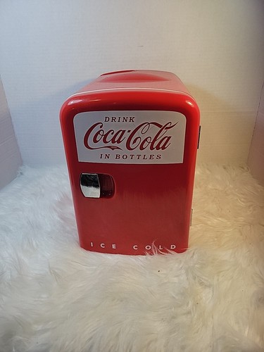 Retro Coca Cola Personal 6 Can Mini Fridge Refrigerator Red Cooler ...