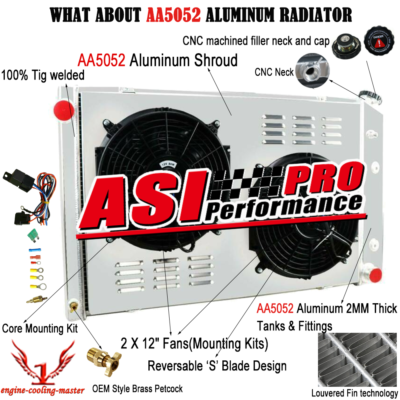 4 Row Radiator Electric Fan Shroud for 73-91 Chevy GMC C10 K20 30 1500 ...