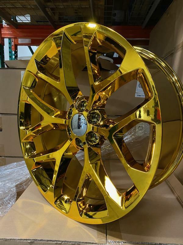 26 GMC Snowflake Wheels Gold Rims Fit Yukon Denali Sierra Tahoe ...