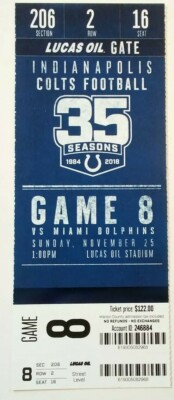 2018 Indianapolis Colts Miami Dolphins NFL Football Full Ticket Stub | eBay