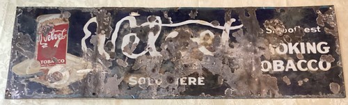 Barn Find Vintage Antique 39”x12” Velvet Tobacco Porcelain Advertising ...
