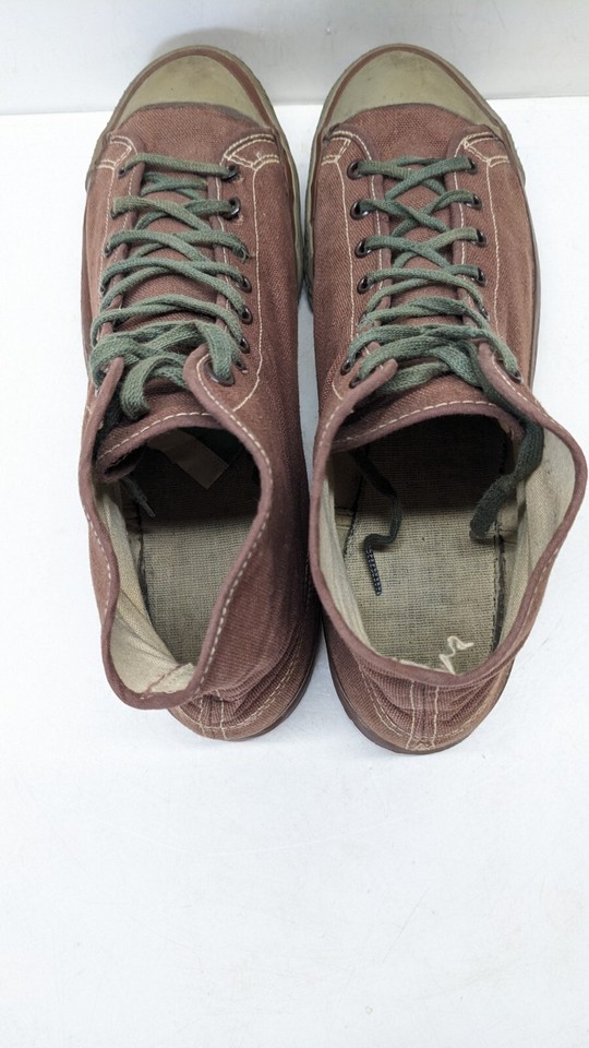 Vintage 1940s Brown Canvas Basketball Sneakers Military Athletic Shoes ...