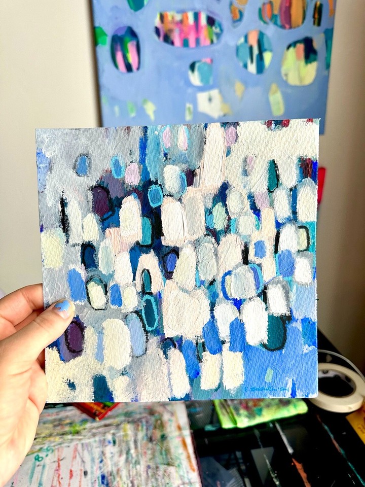 Emilia Bachelier Contemporary Abstract Painting 8x8” Original on Paper ...