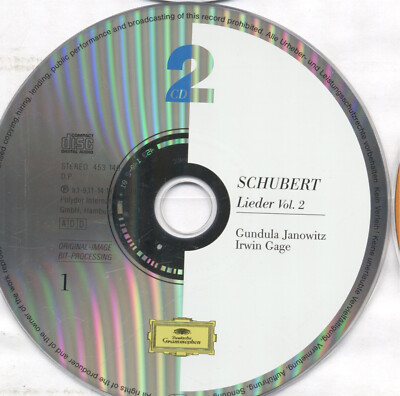 Schubert (Janowitz/Gage) - Schubert Lieder Vol. 2 CD 1 CD only | eBay