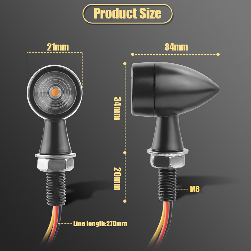Mini Motorcycle LED Bullet Turn Signals Blinker Light Indicator Amber ...