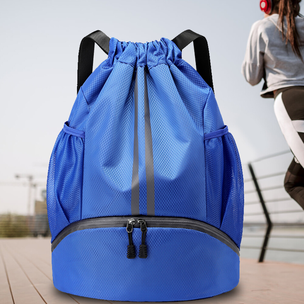 Drawstring Fitness Bag Waterpeoof Gym Sackpack for Outdoor Sports (Blue ...