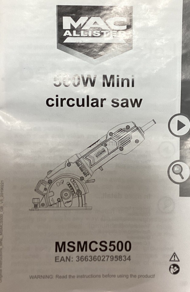 Mac Allister 500w Mini Circular Saw, MSMCS500, With Case | eBay UK