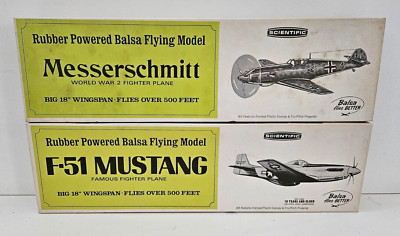 SCIENTIFIC 2X LOT F-51 P-51 MUSTANG 18" + MESSERSCHMITT BF109 18" BALSA ...