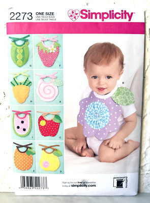 Simplicity Baby Bib Flower Strawberry-Peas-Carrot-Apple Bibs Sewing ...