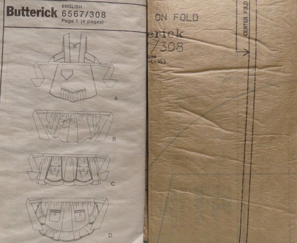 Butterick 6567 Misses' full & half aprons pattern, one size, distressed ...
