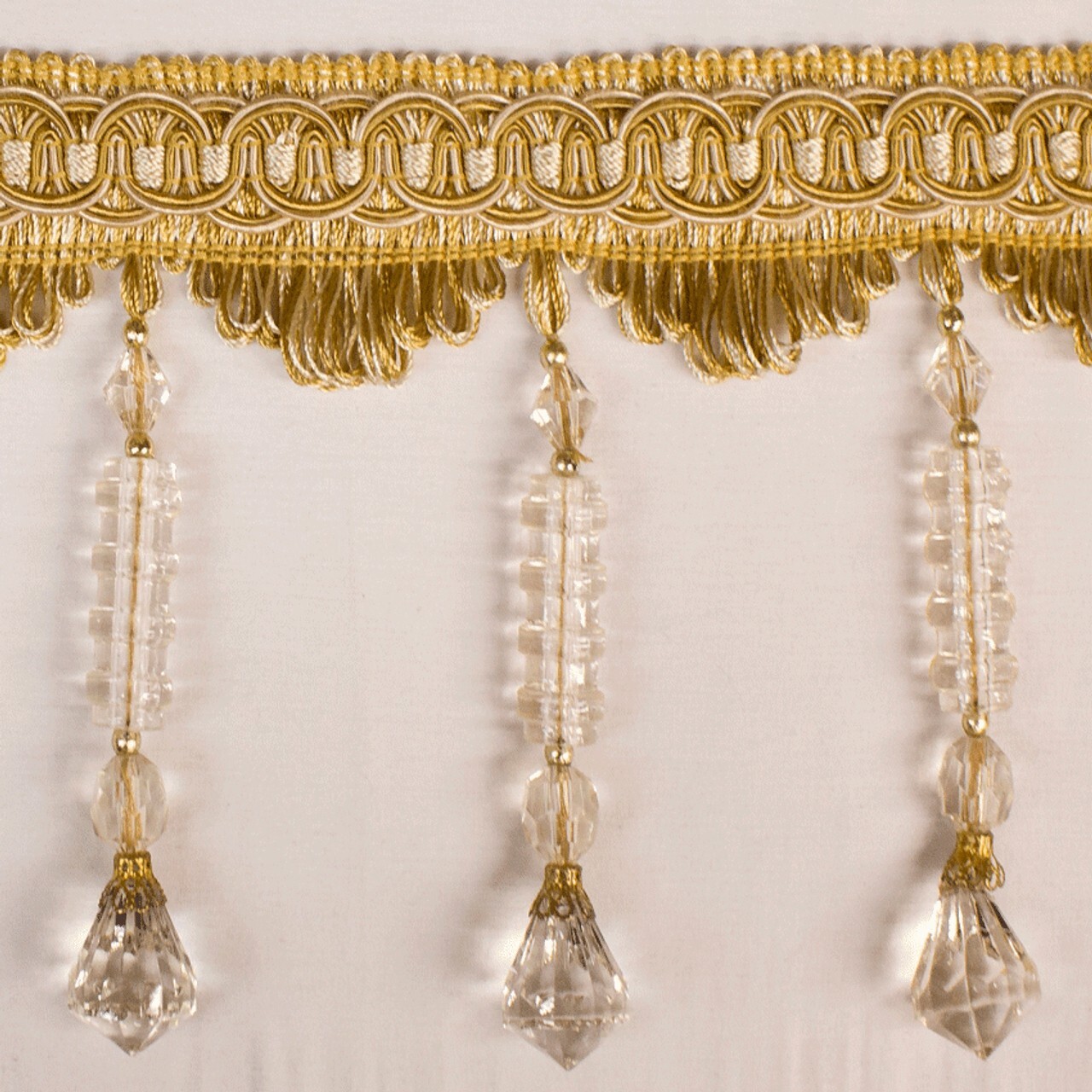 Per yard-Drapery Trim - Gold & White- Beaded Trim - Design 4 - 4 1/2 ...