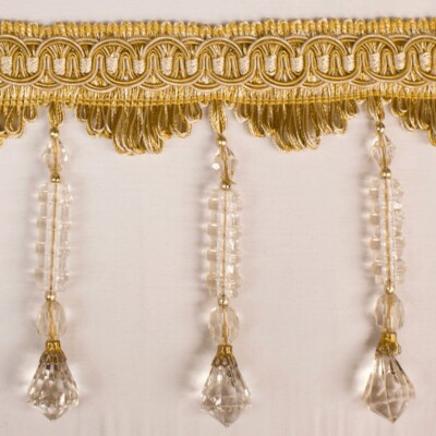 Per yard-Drapery Trim - Gold & White- Beaded Trim - Design 4 - 4 1/2 ...