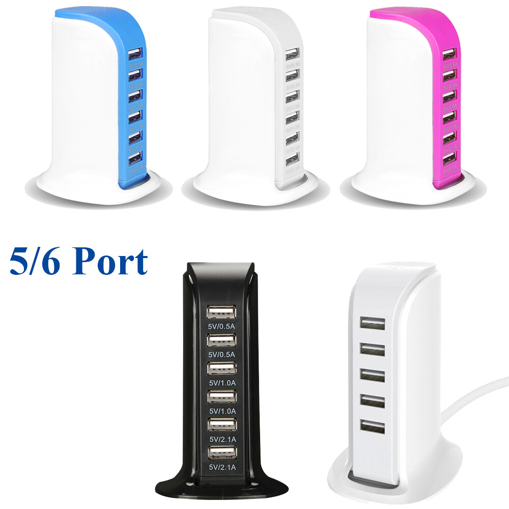 6/5 Multi Port usb Hub Charger Station Tower Desktop Wall Charger Power ...
