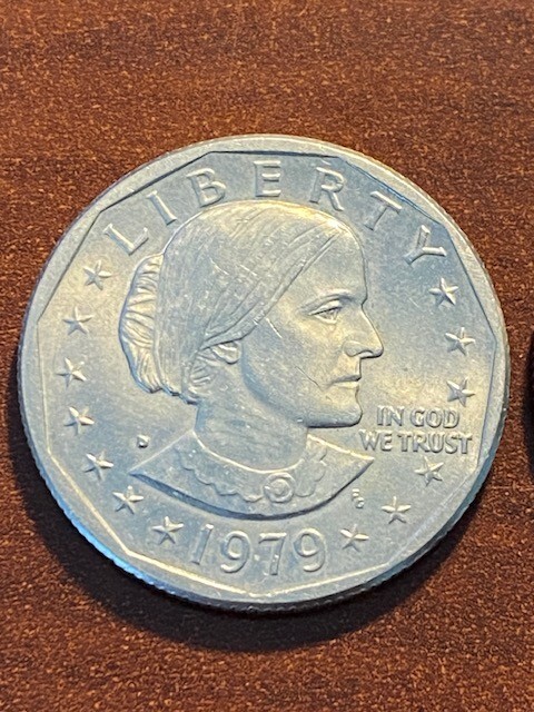 1979 'D' SUSAN B. ANTHONY DOLLAR - RARE COIN--FILLED 'D' DOT, FG ERROR ...