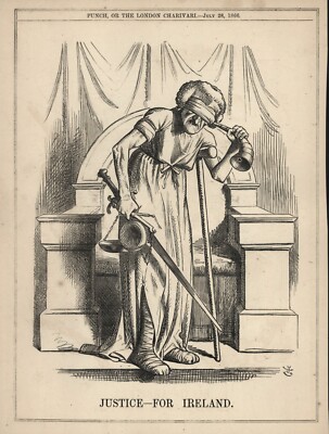 Rare 1866 British Cartoon: IRELAND Justitia Moritura DECREPIT IRISH ...