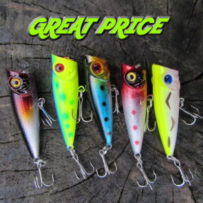 Mini Popper Fishing Lure Savage Pike Perch Trout Surface Floating Bait ...