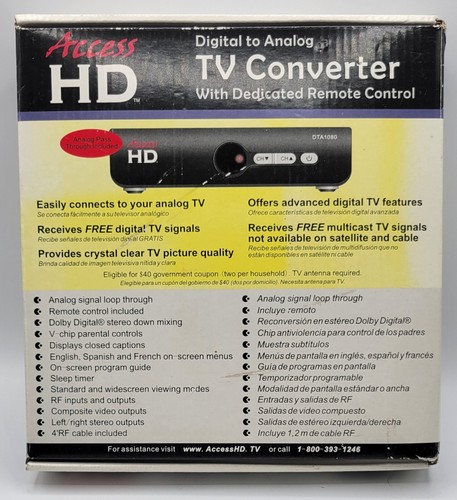 NOB - Access HD DTA1080D Digital To Analog TV Converter Box with Remote ...