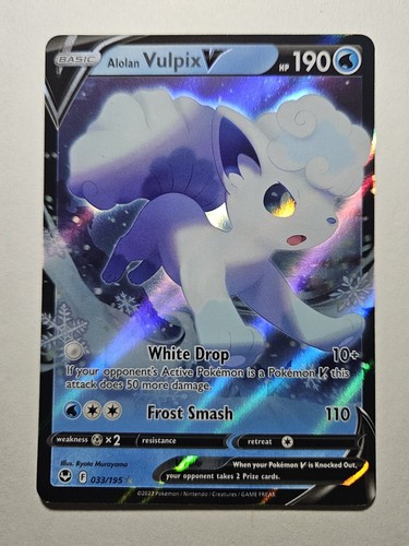 Alolan Vulpix V 033/195 Silver Tempest Ultra Rare Pokemon TCG Card NEAR ...