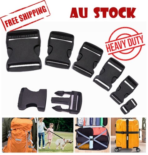 20x Black Plastic Side Quick Release Buckle Clip Cord Strap Fastener ...