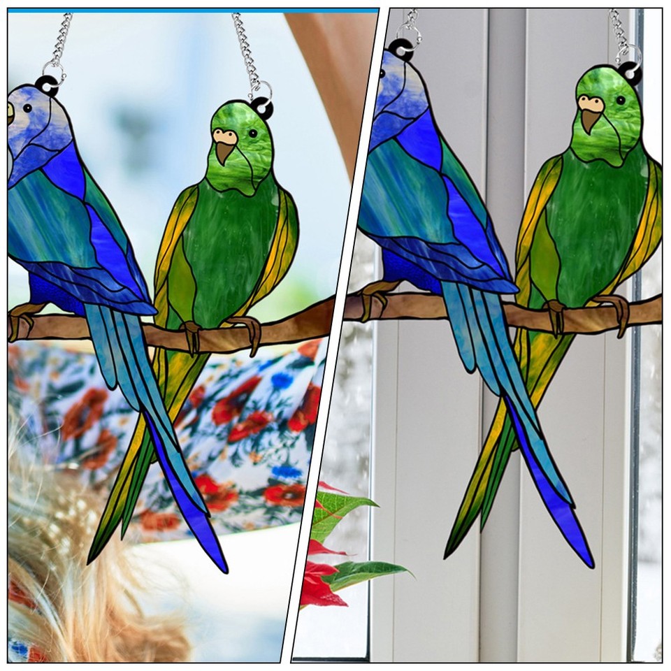 Acrylic Bird Window Hanging Ornament Decorative Parrot Pendant for Home ...