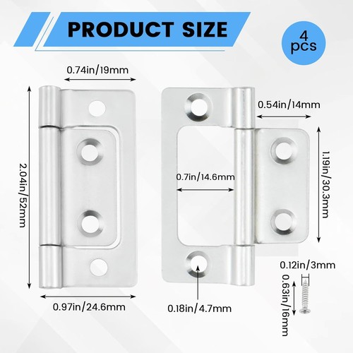 SDTC Tech 4-Pack Non-Mortise Door Hinges Bifold Butt Cabinet Silver | eBay