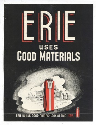 1938 Erie Meter Systems 2 Separate Pg. Ad: All Gas Pump Models Pictured ...