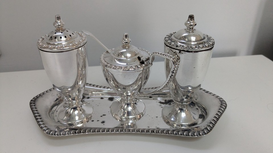 Vintage silver plated cruet set | eBay UK