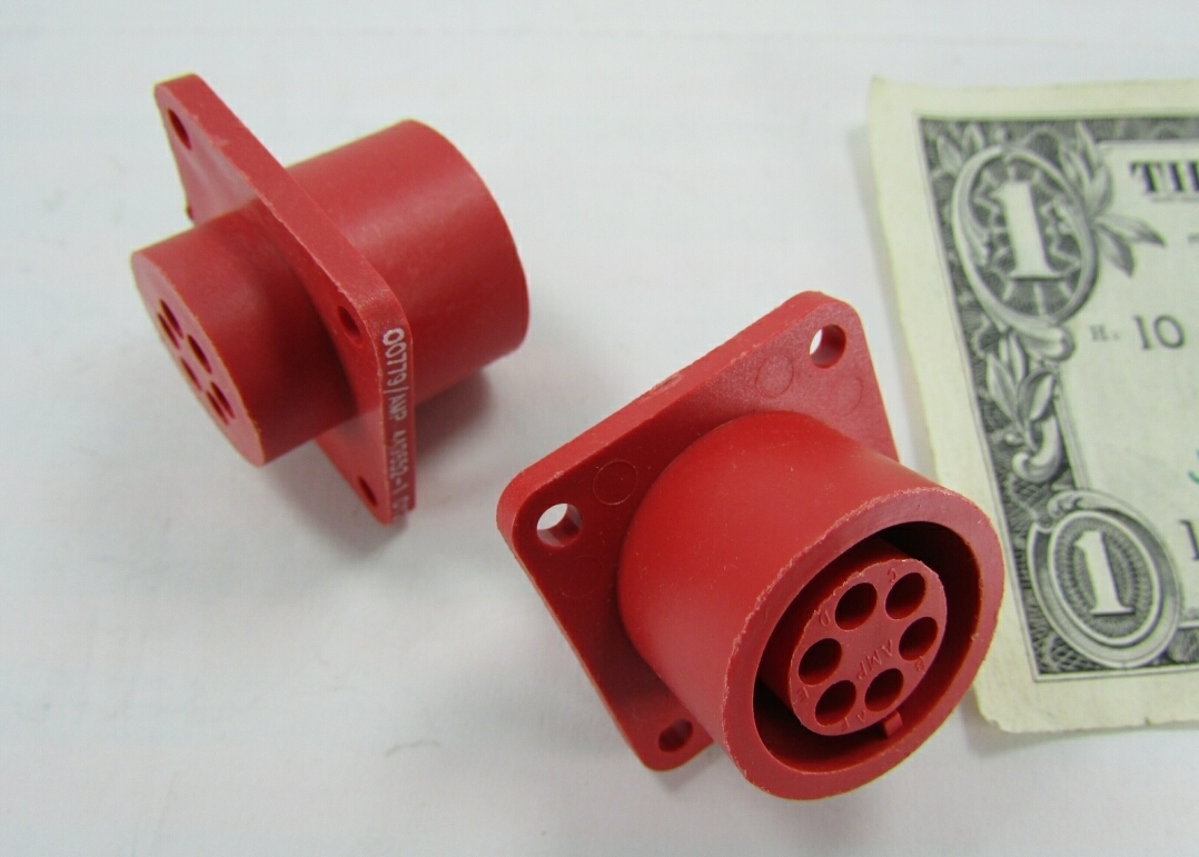 5 Tyco Amp Red 6 Position LGH High Voltage Circular Connectors 449652-1 ...