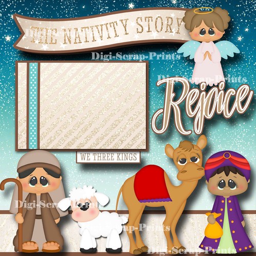CHRISTMAS NATIVITY 2 premade scrapbooking pages paper piecing DIGISCRAP ...