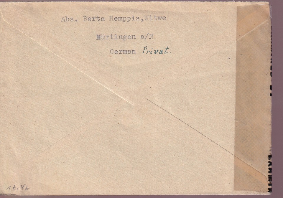 AM-POST, Wed. 1z/4, 4z/Pair, Nürtingen 15.3.46, US-Censorship | eBay