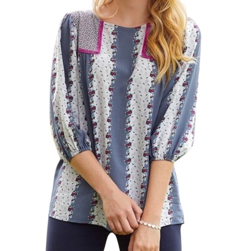 Matilda Jane A Quick Getaway Floral Contrast Patterns Blouse Size S | eBay