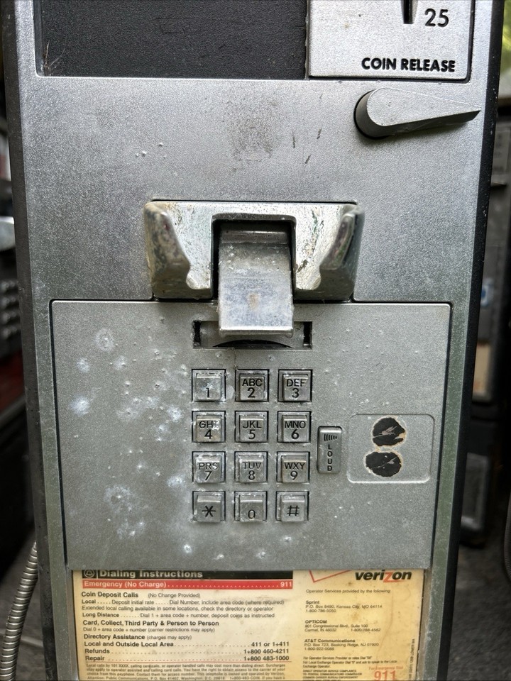 Vintage Black Phone Booth Payphone Push Button Telephone GTE Frontier ...