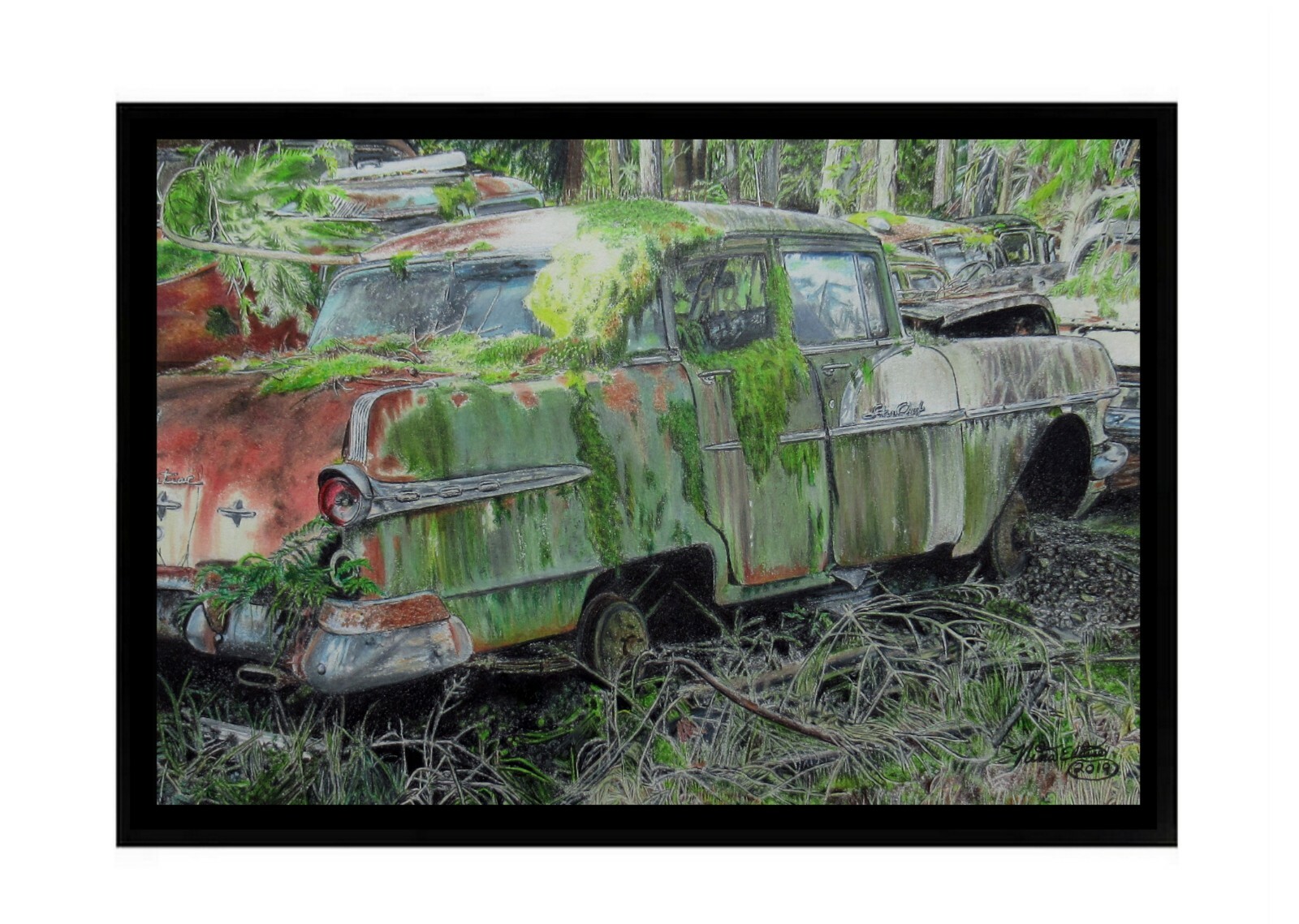 Classic Car Art, Salvage Yard, Cars, Drawing, Original Artwork By N.E ...