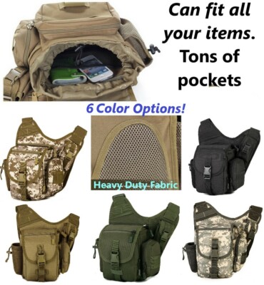 Mens Heavy Duty Sling Pack Tactical Military Style Travel Hiking ...
