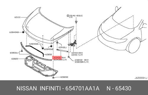 Genuine OE Stay Assembly Hood Right Hand 654701AA1A , 65470-1AA1A | eBay.de
