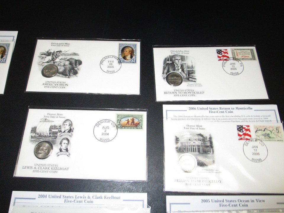 2004-2006 10 Ten New US Five Cent Coins Complete Collection US Mint ...