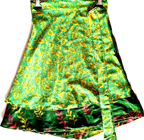 Vintage Sari Magic Wrap jupes multicolore bohème hippie jupe mini jupe ...