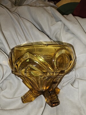 Sowerby Art Deco Glass Amber Bowl Dish pressed 13cm England classic ...