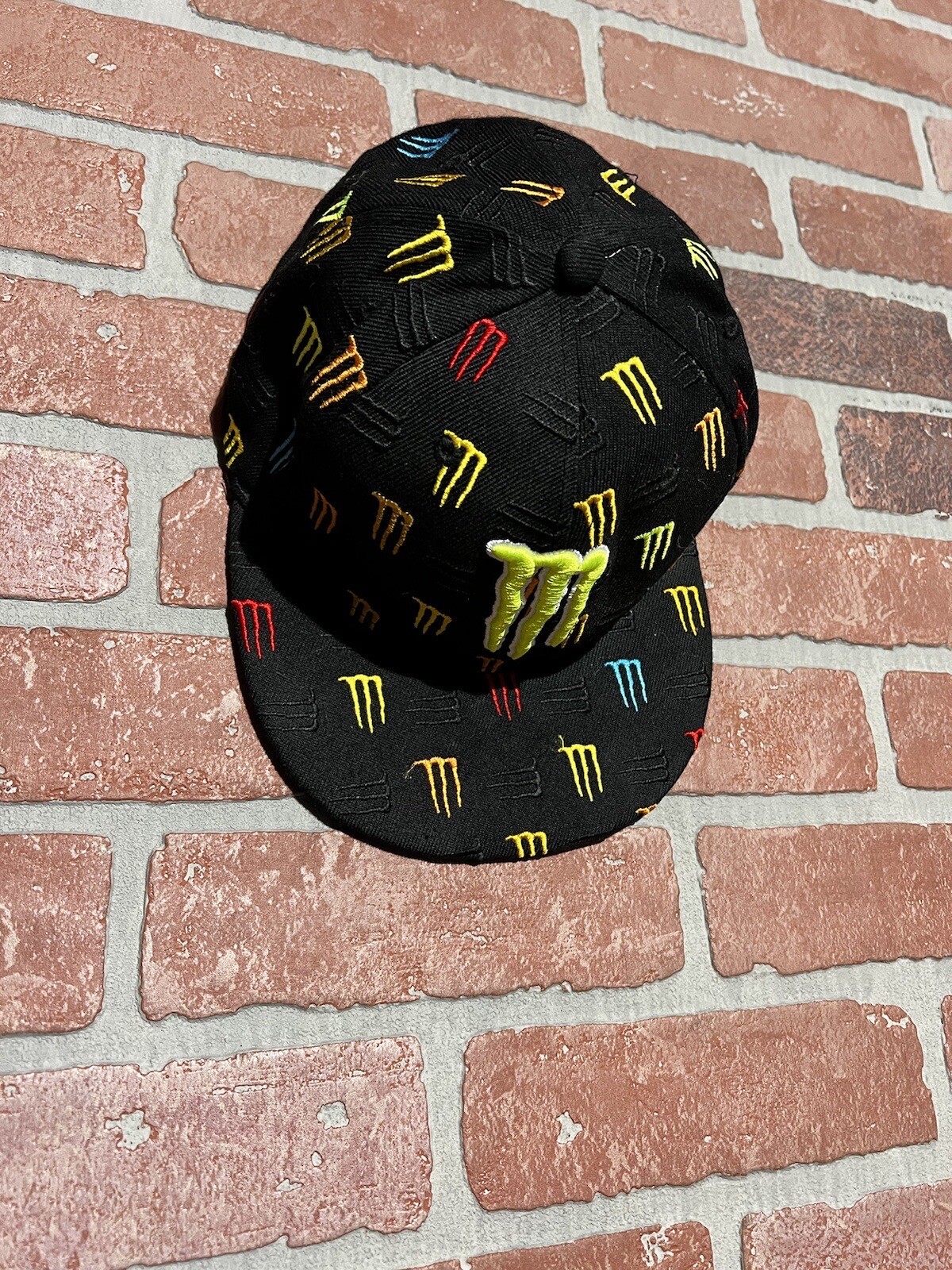 Monster Energy Hat Fitted Size 7” All Over Print Flatbill Cap Wool ...
