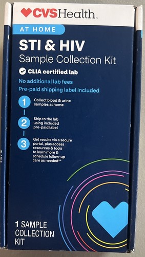 CVS Health at Home STI Test Kit FREE Results Discreet NEW Sealed Exp 09 ...