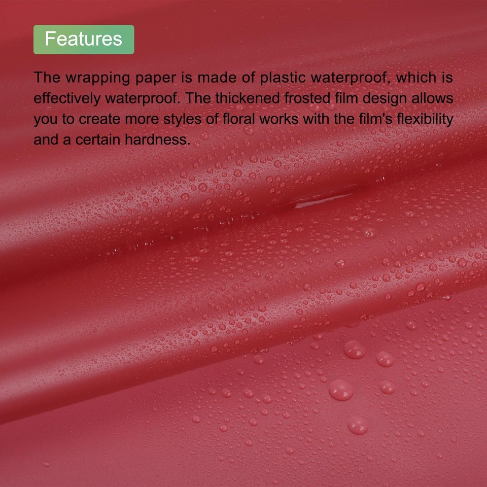 10pcs Transparent Deep Red Border Flower Wrapping Paper 22.8"x22.8 ...